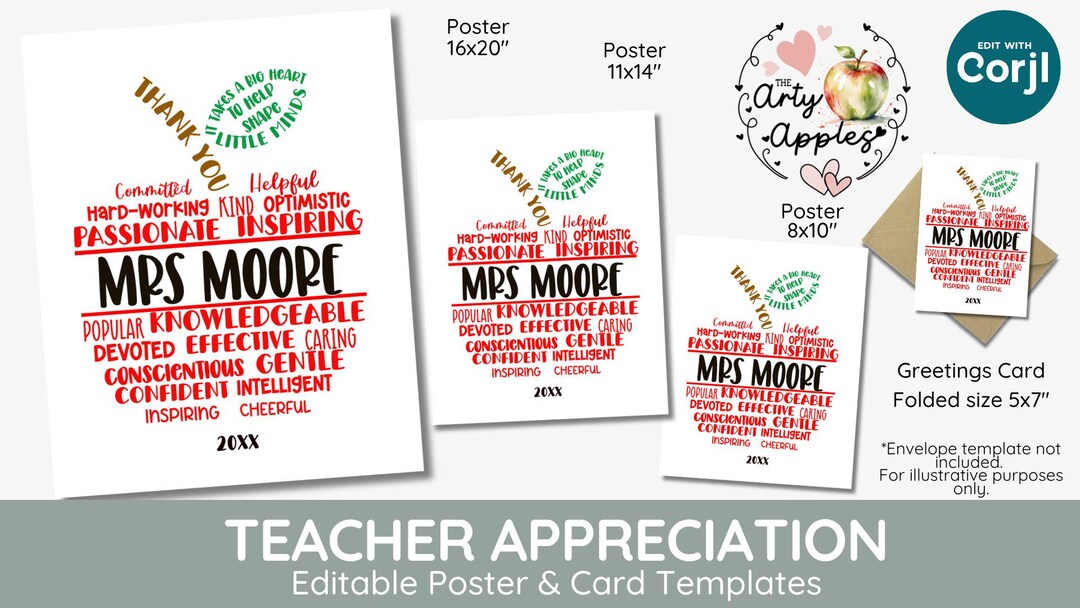 Editable Apple for Class Gift Card, Teacher Appreciation Apple Gifts ...