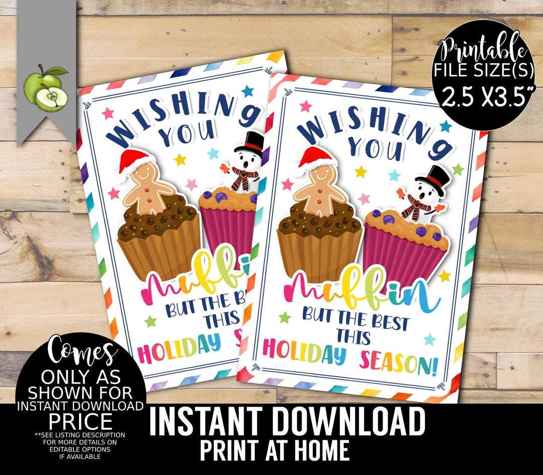 Wishing You Muffin but the Best This Christmas Gift Tags Holiday Season ...