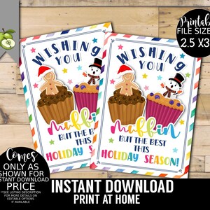 Wishing You Muffin but the Best This Christmas Gift Tags | Holiday ...