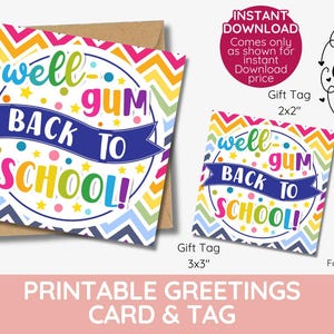 Welcome Back to School, Gum Tag, Sweet Treat Card, Teacher Gum Sticks ...