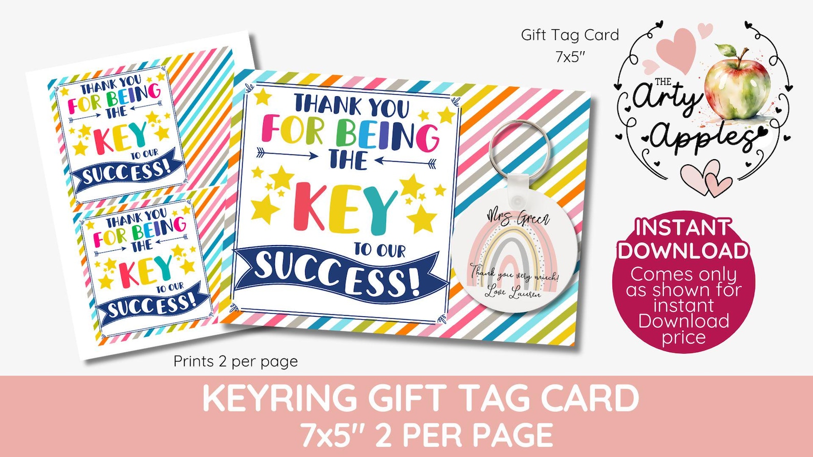 Editable Key to Our Success, Employee Gift Tags, Keyring Keychain Tag ...