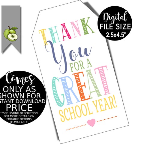 Thank You for a Great School Year Teacher Appreciation Gift | Etsy