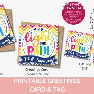 You Light My Path for Learning Gift Tag & Card, Teacher Appreciation ...