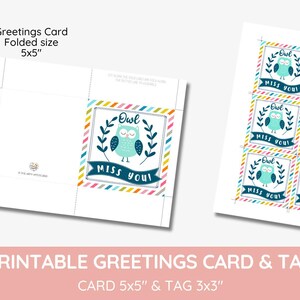 Teacher Owl Miss You Printable Gift Tag & Card, Teacher Appreciation ...