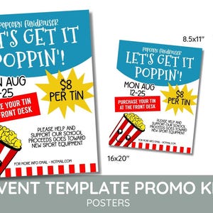 Editable Popcorn Event, Printable PTA PTO Flyer, Popcorn Fundraiser ...