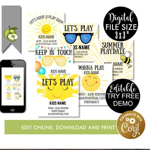 Editable Keep in Touch Summer Calling Card Mom Contact Card | Etsy