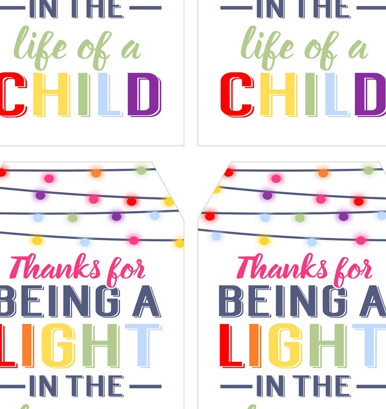 Thanks for being the Light in the life of a child candle tag | Etsy