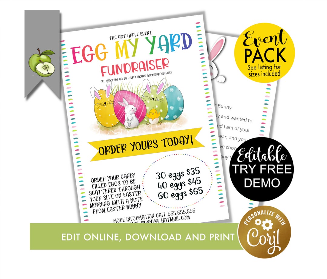 Egg My Yard Fundraiser, Editable Egg Event Easter Bunny, Egg My Yard ...