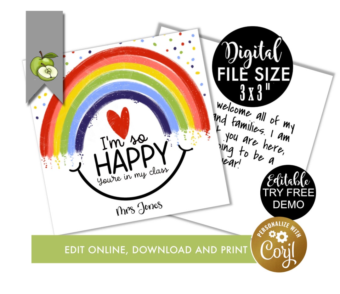 Teacher New Class Welcome Gift Tag I Am so Happy Your in My - Etsy