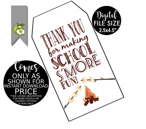 S'more Fun Gift Tag Teacher Gratitude Appreciation Thank - Etsy