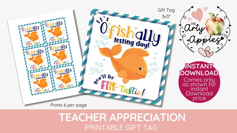 Goldfish Printable Gift Tag, It's O’fish’ally Testing Day, Class ...