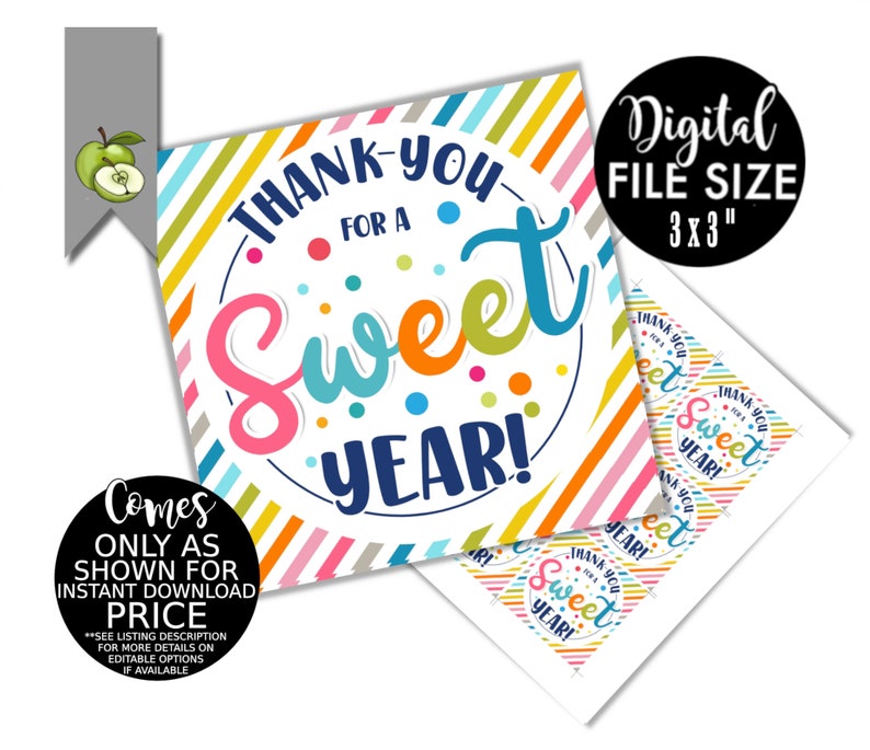 Thank You Sweet Year Teacher Gift Tag Teacher Appreciation - Etsy