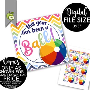BEACH Ball Gift Tags, This Year Has Been a Ball, BEACH Party Favor ...