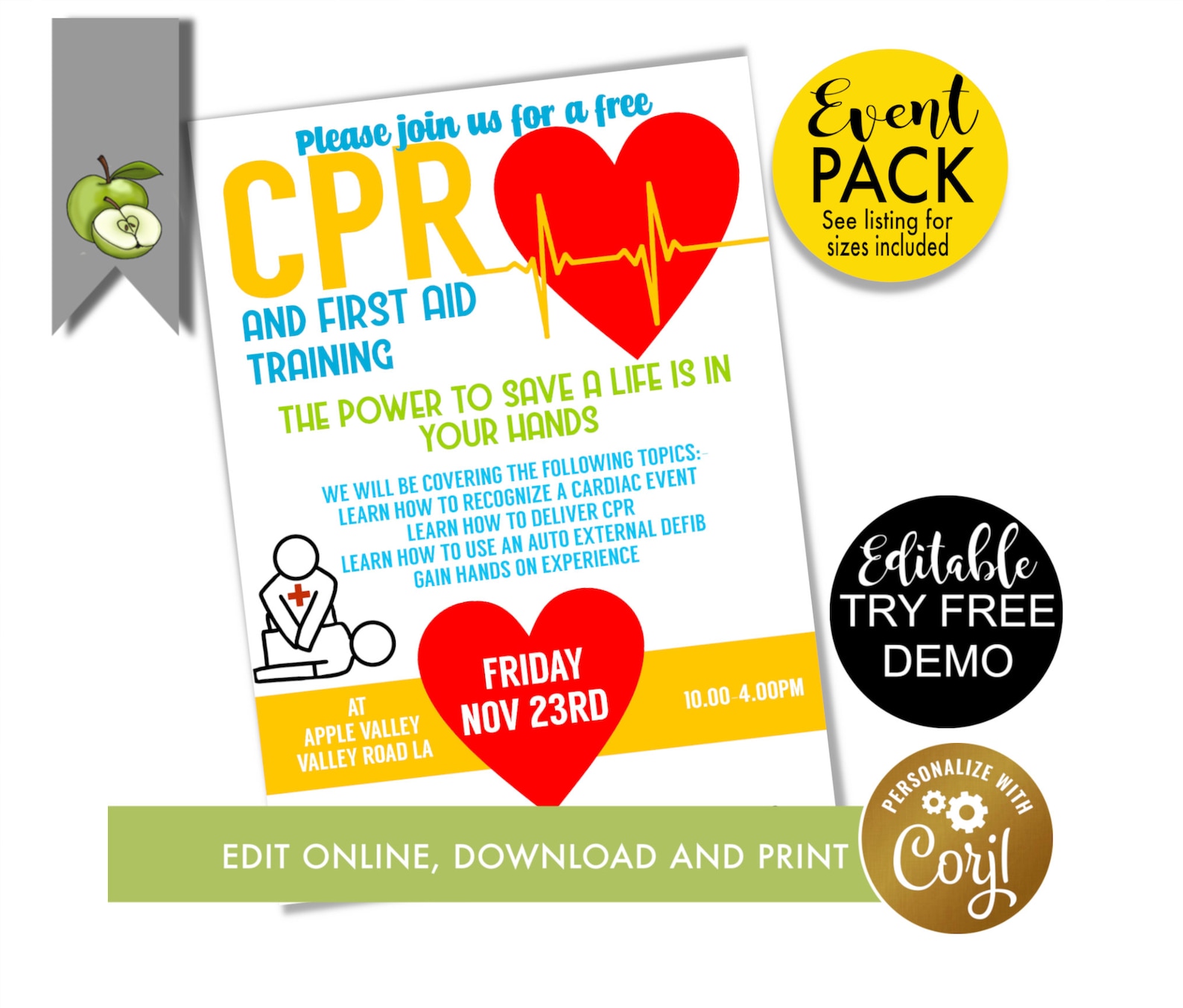 CPR Training Flyer/ Poster First Aid Training CPR Awareness - Etsy