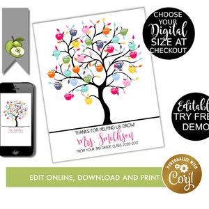 Teacher Appreciation Class Apple Tree Printable Gift Class - Etsy
