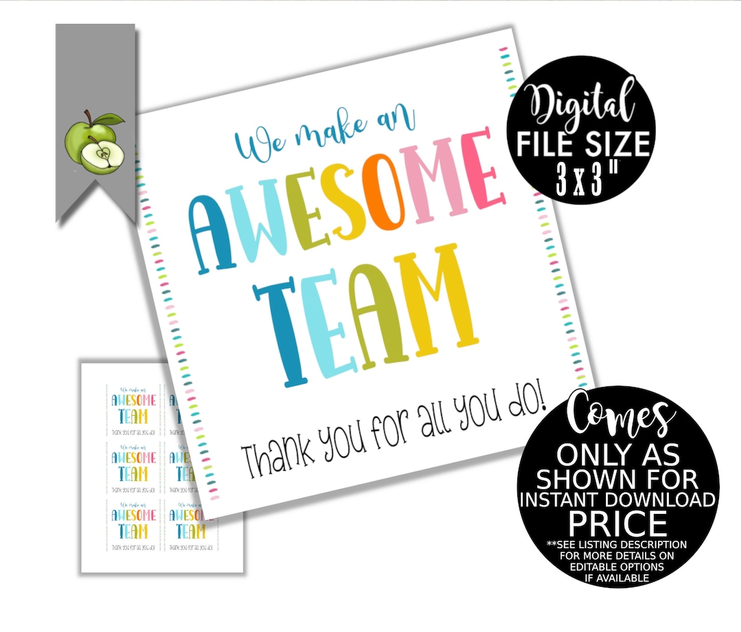 Team Staff Appreciation Gift Tag We Make an Awesome Team - Etsy