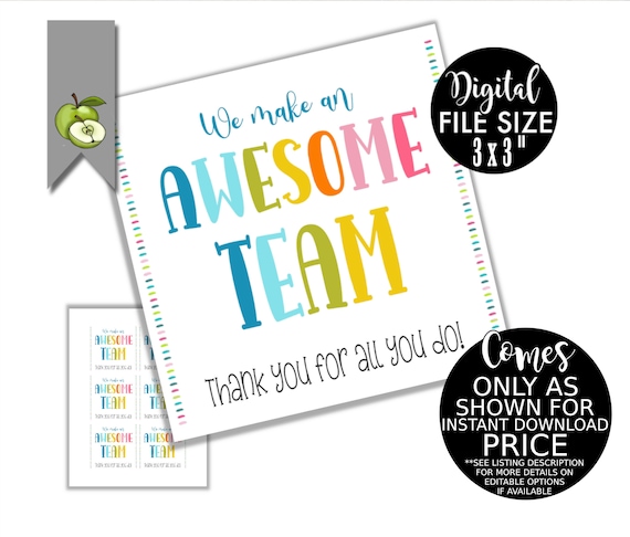 Team Staff Appreciation Gift Tag We Make an Awesome Team - Etsy