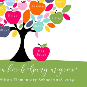 Editable Rainbow Teacher Class Apple Tree Gift, Digital Download, Kids ...