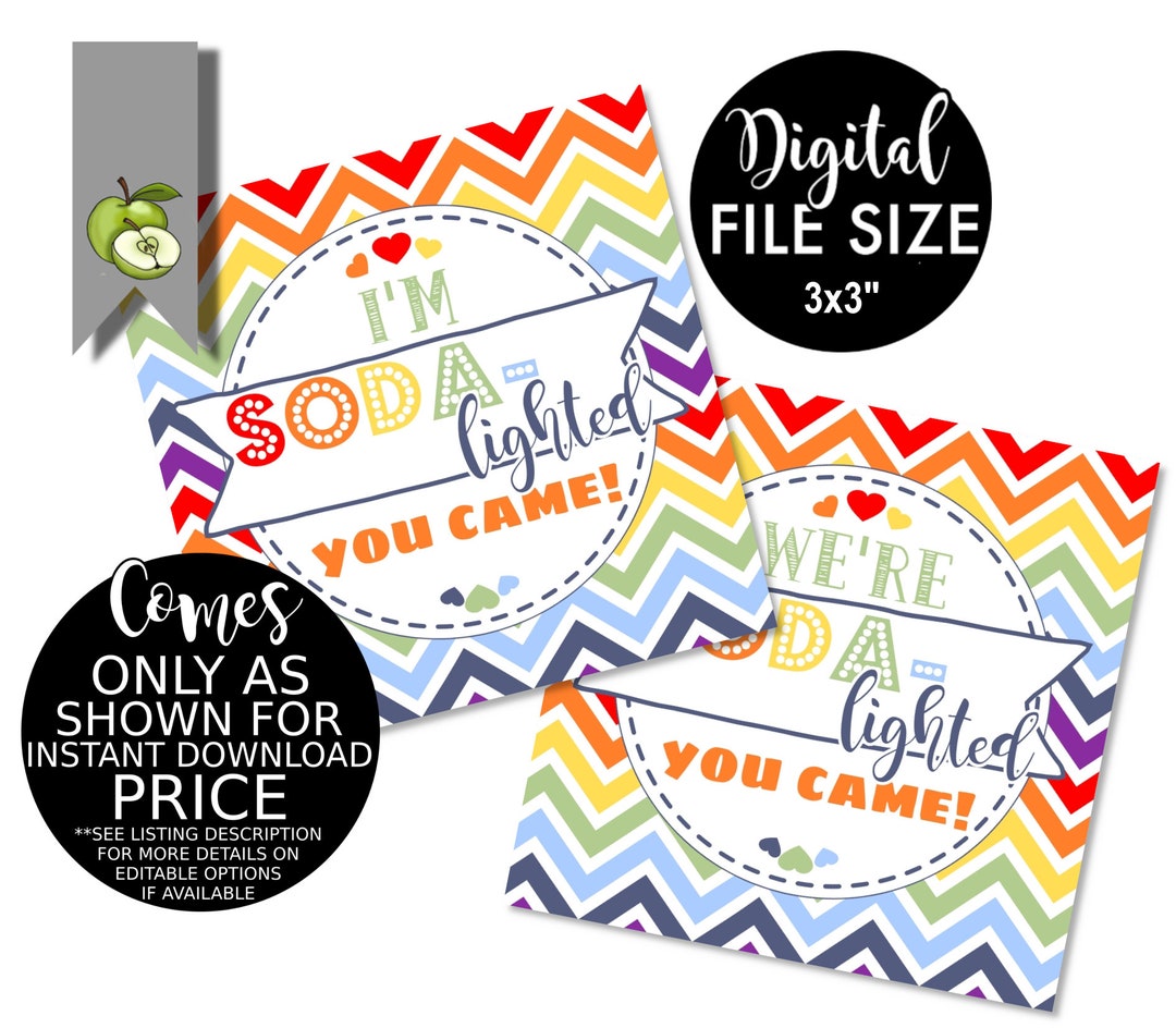 Soda-lighted You Came Birthday Party Gift Tag Birthday Party - Etsy