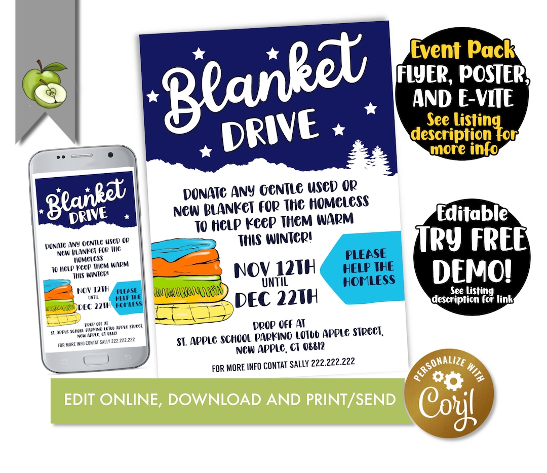 Editable Blanket Drive Poster, Editable Blanket in Need, Homeless Flyer ...