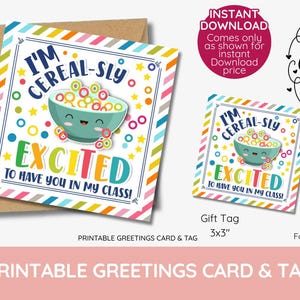 PRINTABLE I'm CEREAL-SLY Excited to Have You in My Class! Gift Tag ...