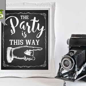 Party This Way Sign, Pointing Finger in Both Directions, Party Sign ...