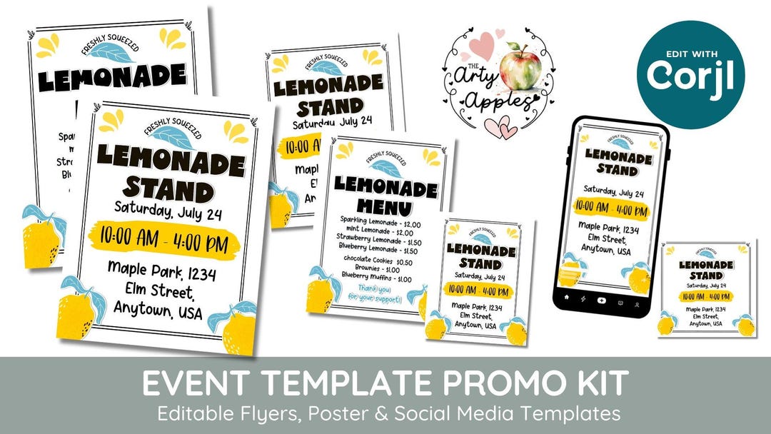 Editable Lemonade Stand Flyer, Template Lemon Sale & Menu Sign ...