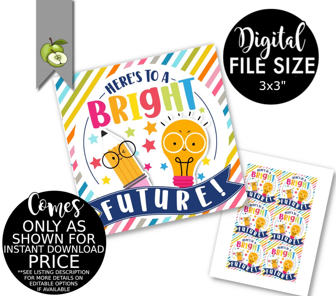 Here's to A Bright Future Printable Gift Tag, Light Bulb Favor Tags ...