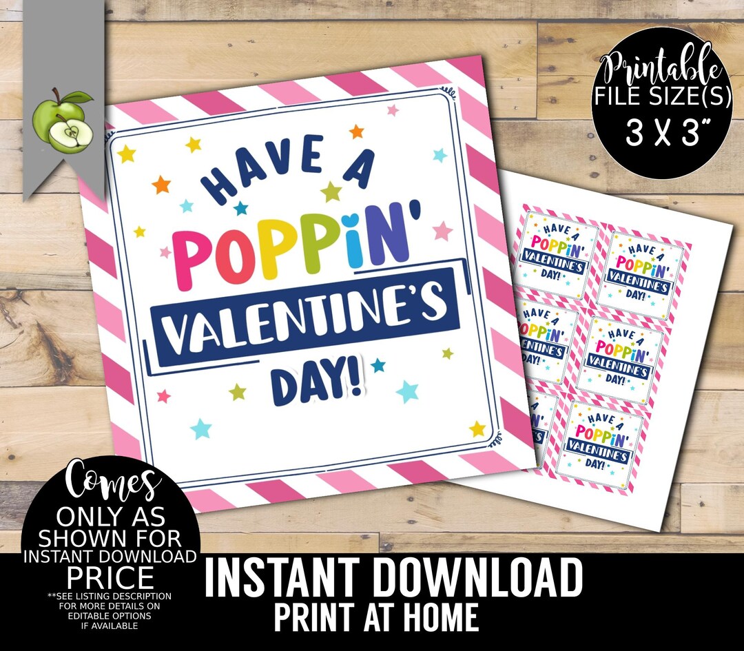 Popcorn Valentine's Day Tag I Hope You Have A POPPIN Valentine's Day ...