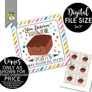 You Deserve Brownie Points Gift Tag, Thank You for All You Do Blondy ...