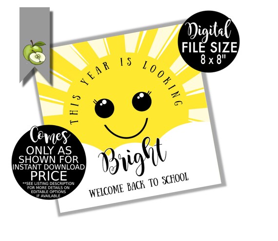 This Year is Looking Bright 8x8 Welcome Back to School - Etsy