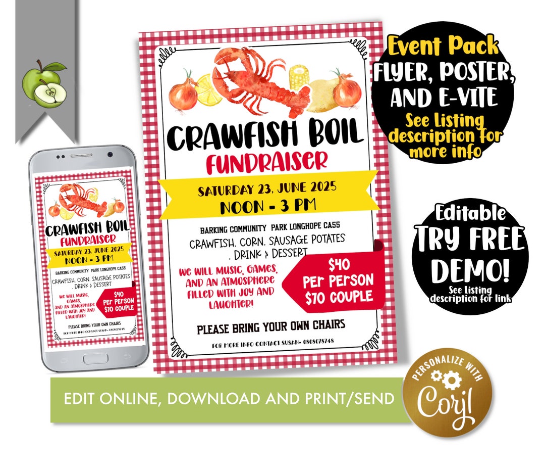 Editable Crawfish Boil Flyer, Editable Crawfish Boil, Festival Day ...