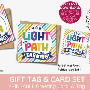 You Light My Path for Learning Gift Tag and Card, Teacher Appreciation ...