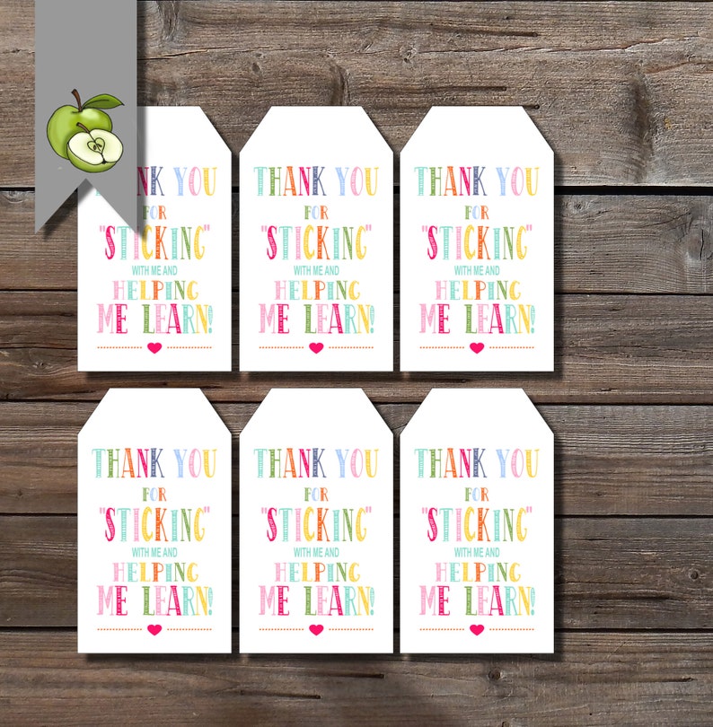 Thank You for Sticking With Me and Helping Me Learn Gift Tag - Etsy