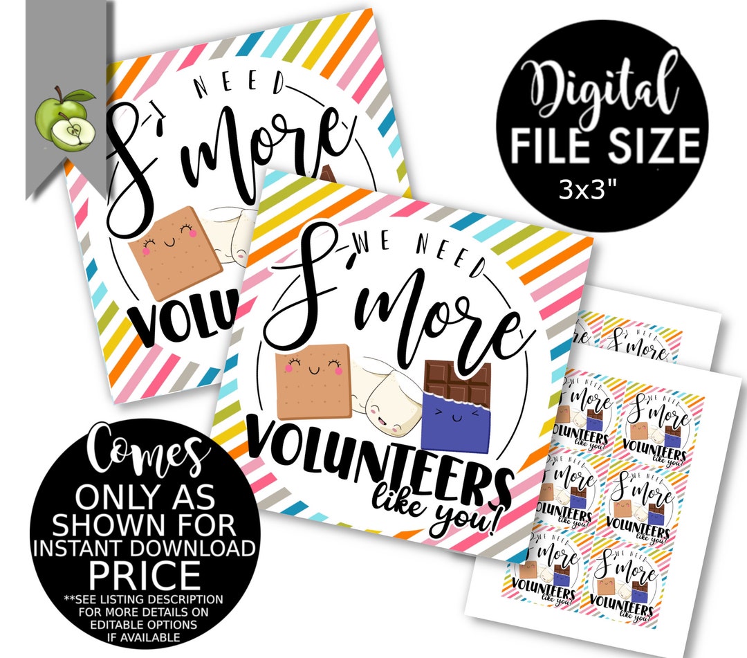 We Need S'more Volunteer Like You Gift Tag, Staff Appreciation, S'more ...