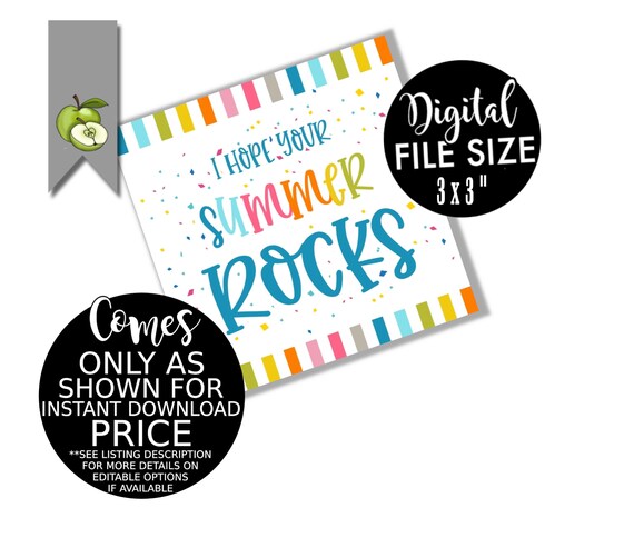 I Hope Your Summer Rocks Gift Tag Printable Rock Gift Tag - Etsy
