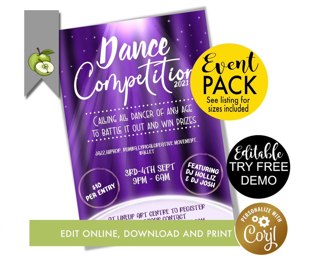 Editable Dance Completion Show Flyer Template, Audition, Dane Show ...