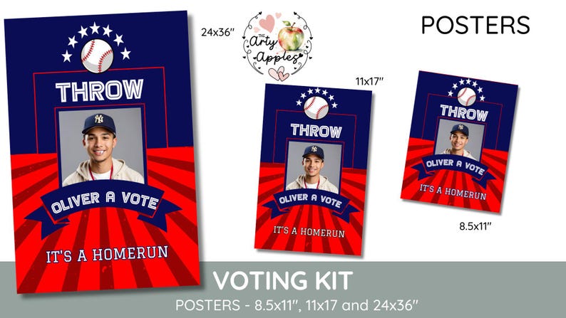 Editable Election Baseball Campaign Poster, Class Voting Flyer, Class ...