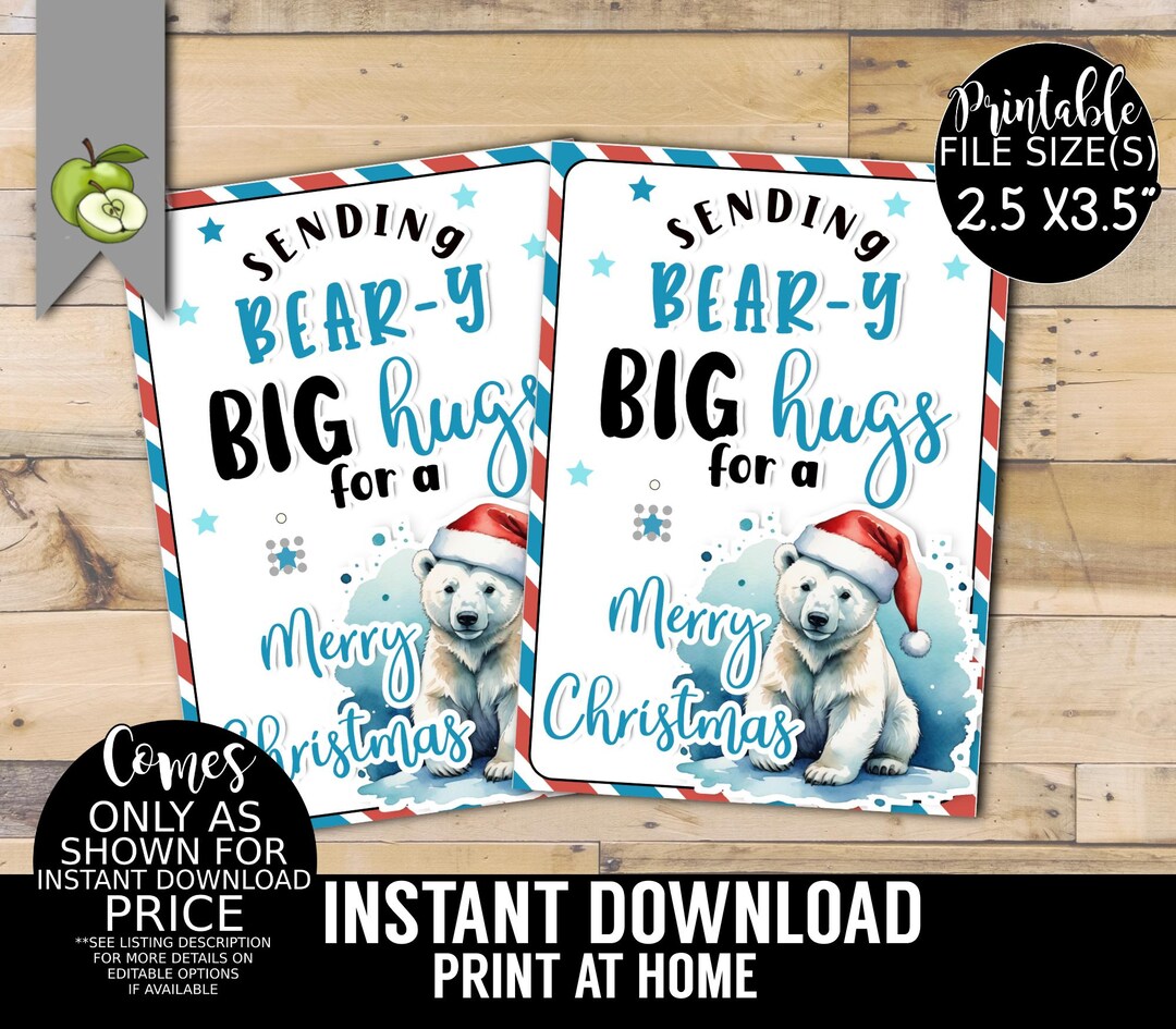 Polar Bear Christmas Gift Tags Printable | Cute Holiday Tags | DIY Bear ...