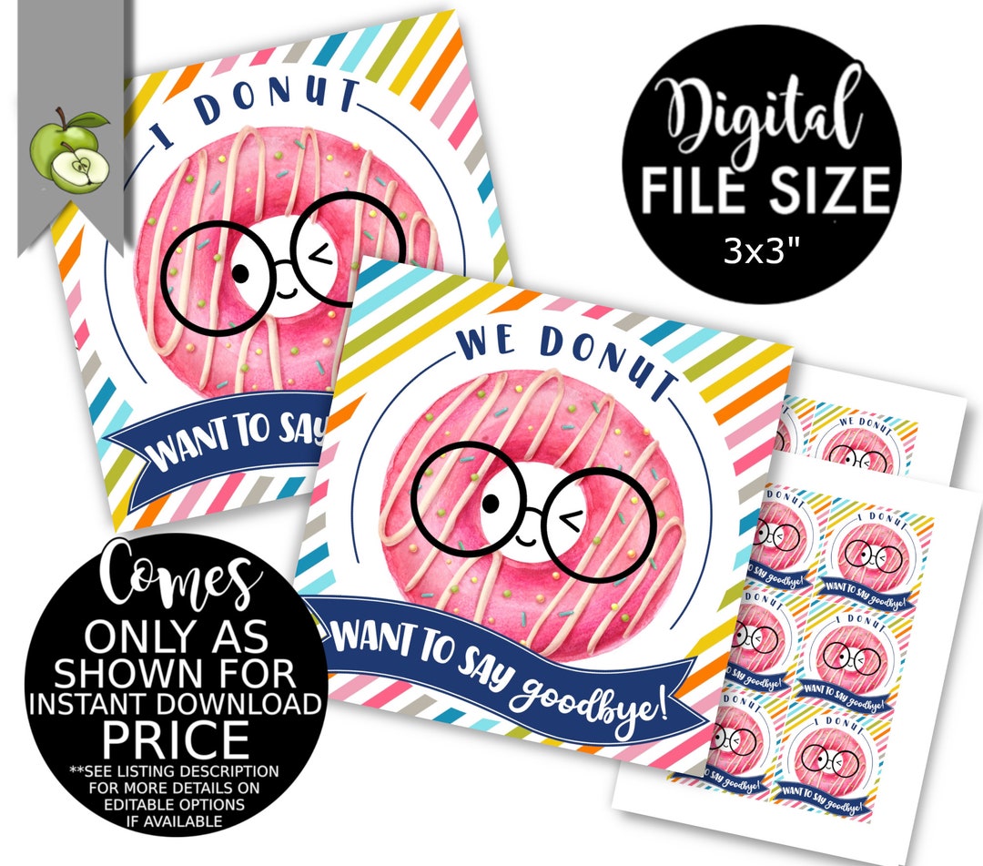 Sweet Farewell Gift Tags Donut Theme, Teacher Appreciation, Leaving ...
