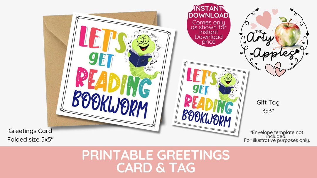 Bookworm Gift Tag, Let's Get Reading Bookworm, Read More Books, Jelly ...