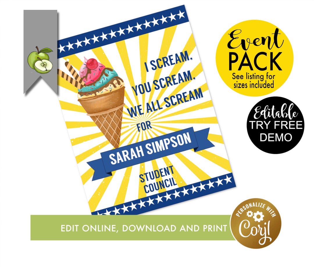 Editable Election Vote Ice-cream Campaign Poster, Class Voting Flyer ...
