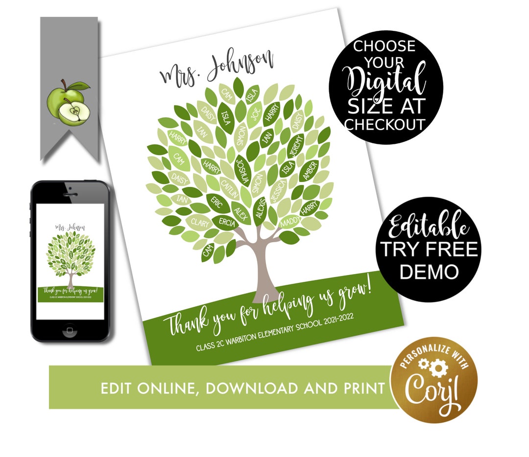 Editable Teacher Appreciation Class Gift, Thank You Teacher, Class ...