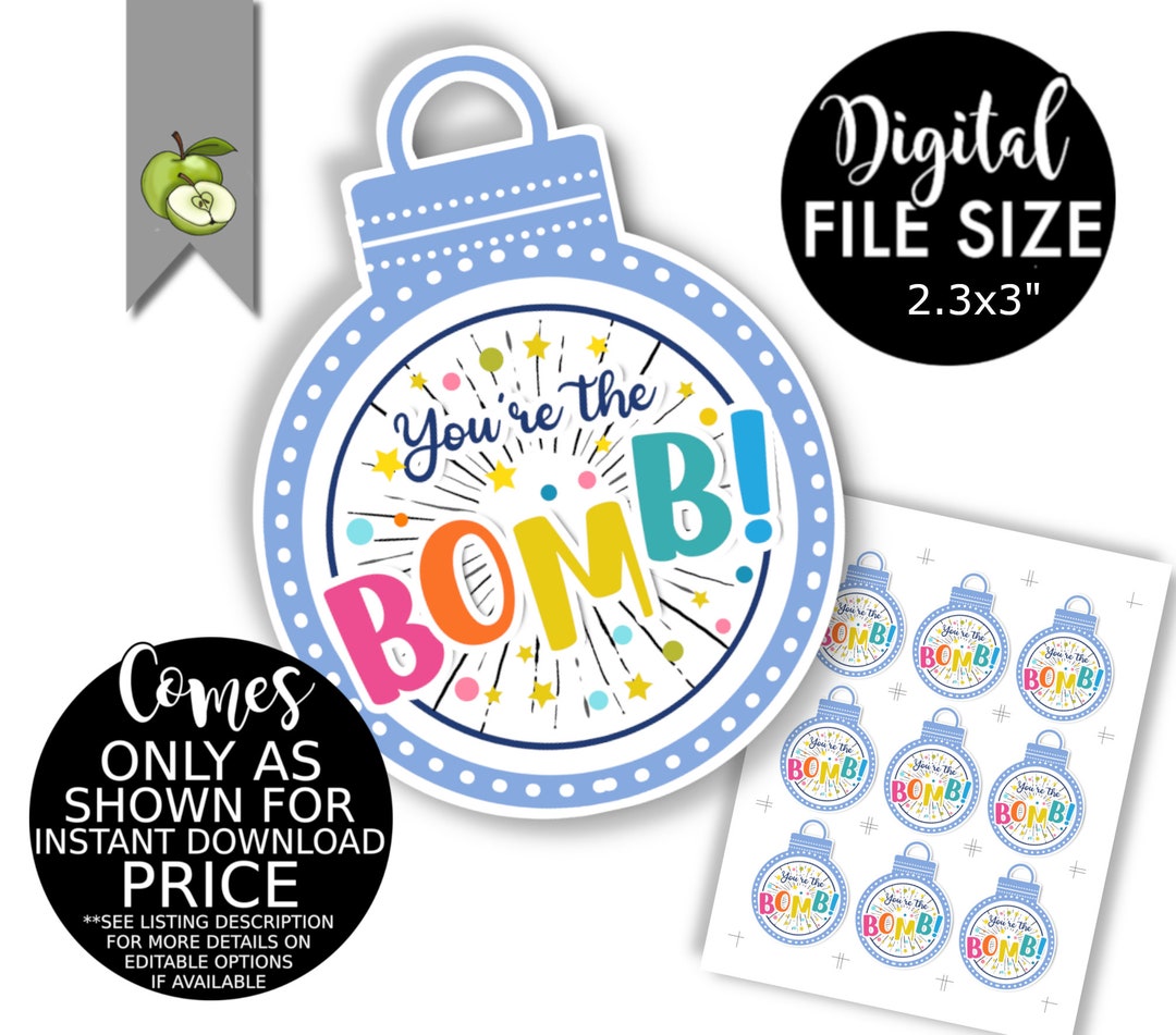 You're the Bomb Bath Bomb Gift Tag, Christmas Thank You Spa Hamper ...