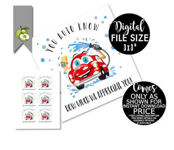Car Wash Gift Tag Car Wash Kit Teacher Car Sponge Kit Gift - Etsy