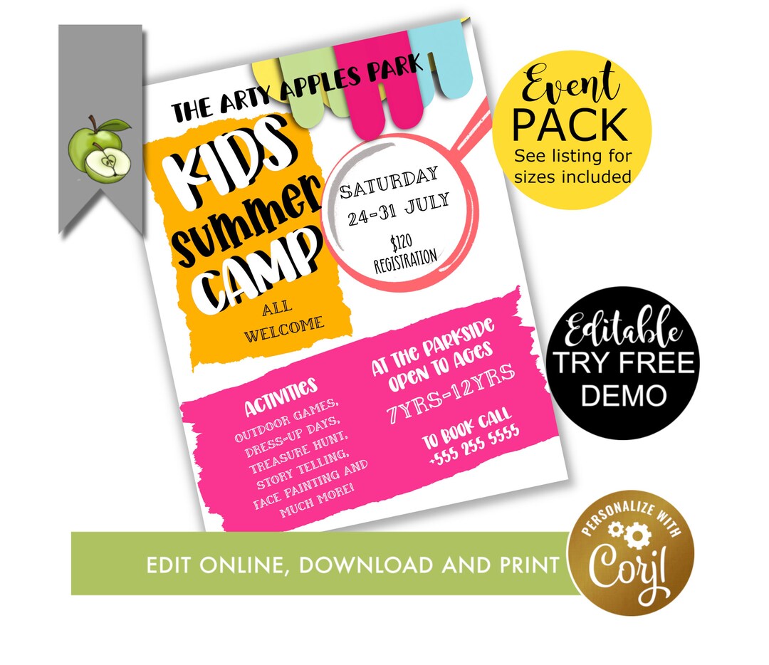 Summer CAMP Flyer Template, Festival Event Poster Template, Summer Camp ...