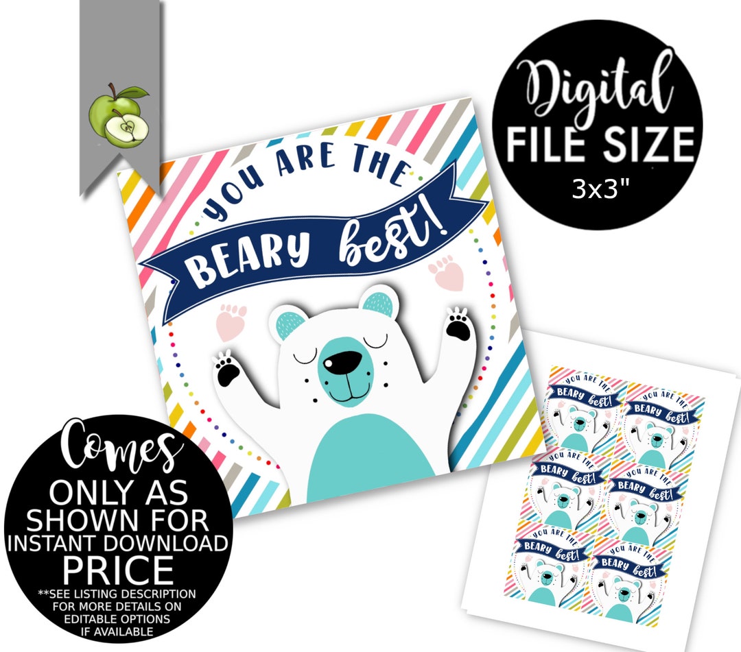 You Are the Beary Best, Gummy Bears, Teacher Appreciation BEARY Tag ...