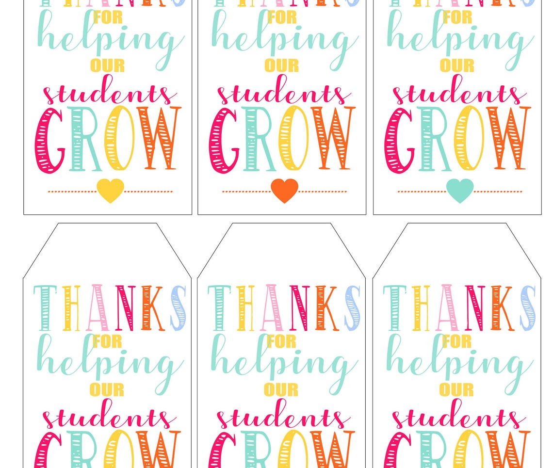 Thanks for Helping Our Students Grow Gift Tags Printable | Etsy Australia