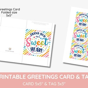 Thank You Sweet Year Teacher Gift Tag and Card, Teacher Appreciation ...