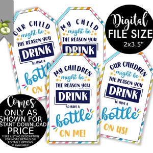 My Child is Reason You Drink, Teacher Wine Gift Tags, Wine Gift Tag ...